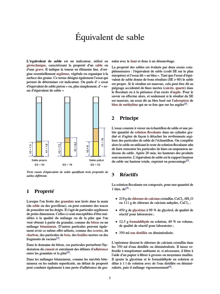 Équivalent de Sable | Génie géotechnique | Sédimentologie