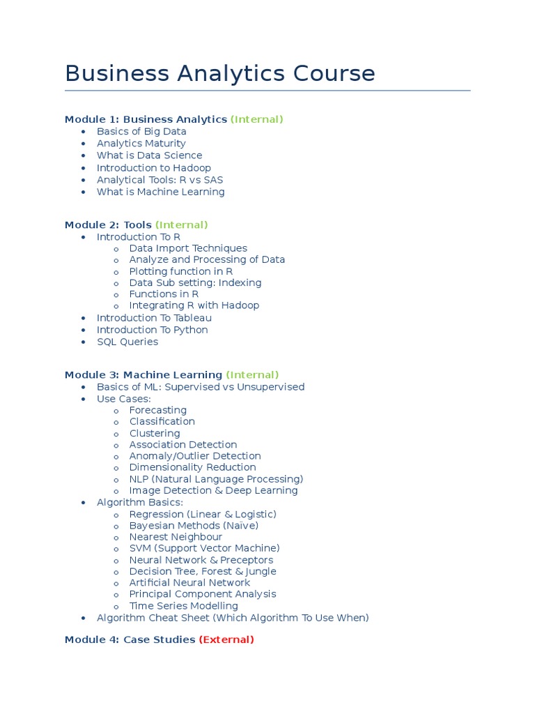Business Analytics Course Pdf Analytics Retail
