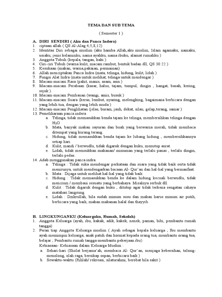 Tema Dan Sub Tema | PDF