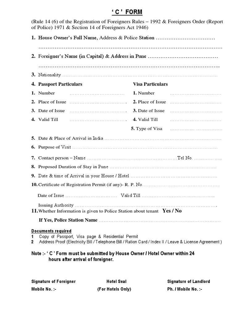 Foreigner Registration Form | PDF | Games & Activities | Social Science