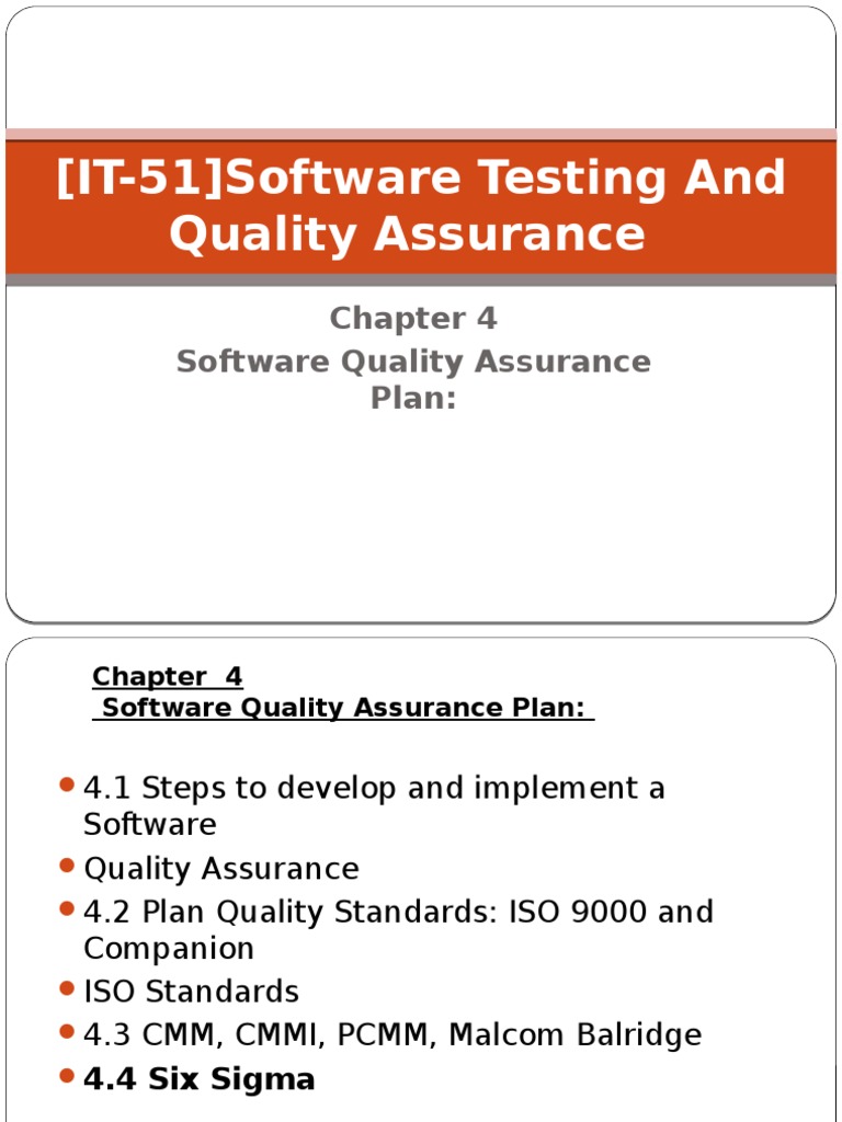 Chapter 4 Software Quality Assurance Plan | PDF | Systems Theory ...