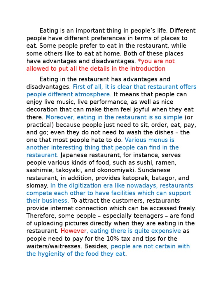 Pros and Cons of Eating Out vs. Home | PDF | Restaurants | Menu