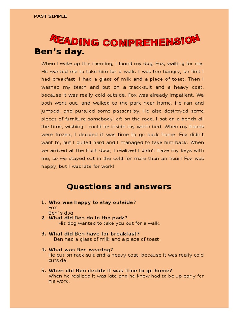 PAST SIMPLE Reading Exercise | PDF