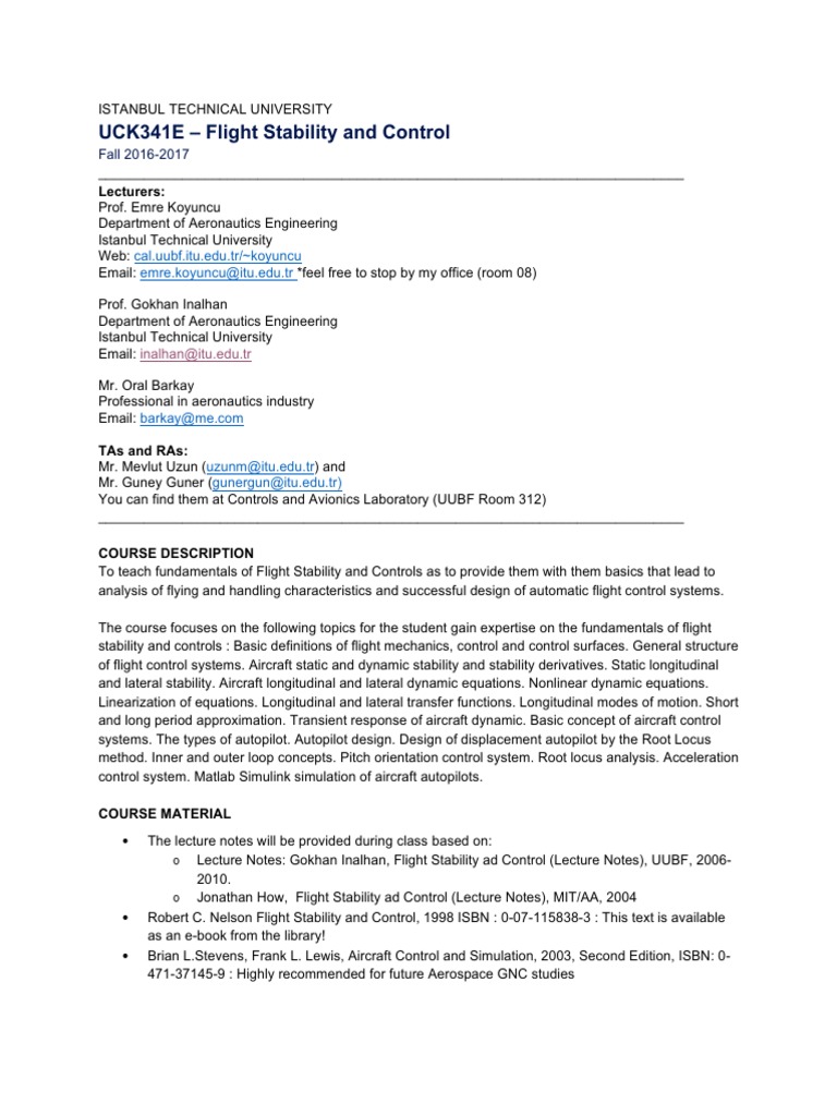 syllabus | Aircraft | Aerospace Engineering