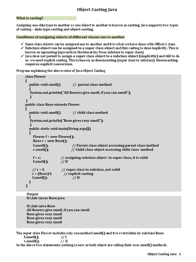 Object Casting Java | PDF | Inheritance (Object Oriented Programming ...