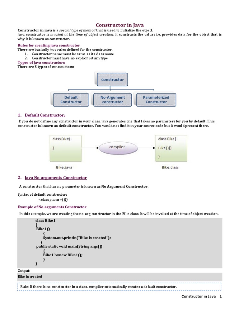 Constructor in Java | PDF | Constructor (Object Oriented Programming ...