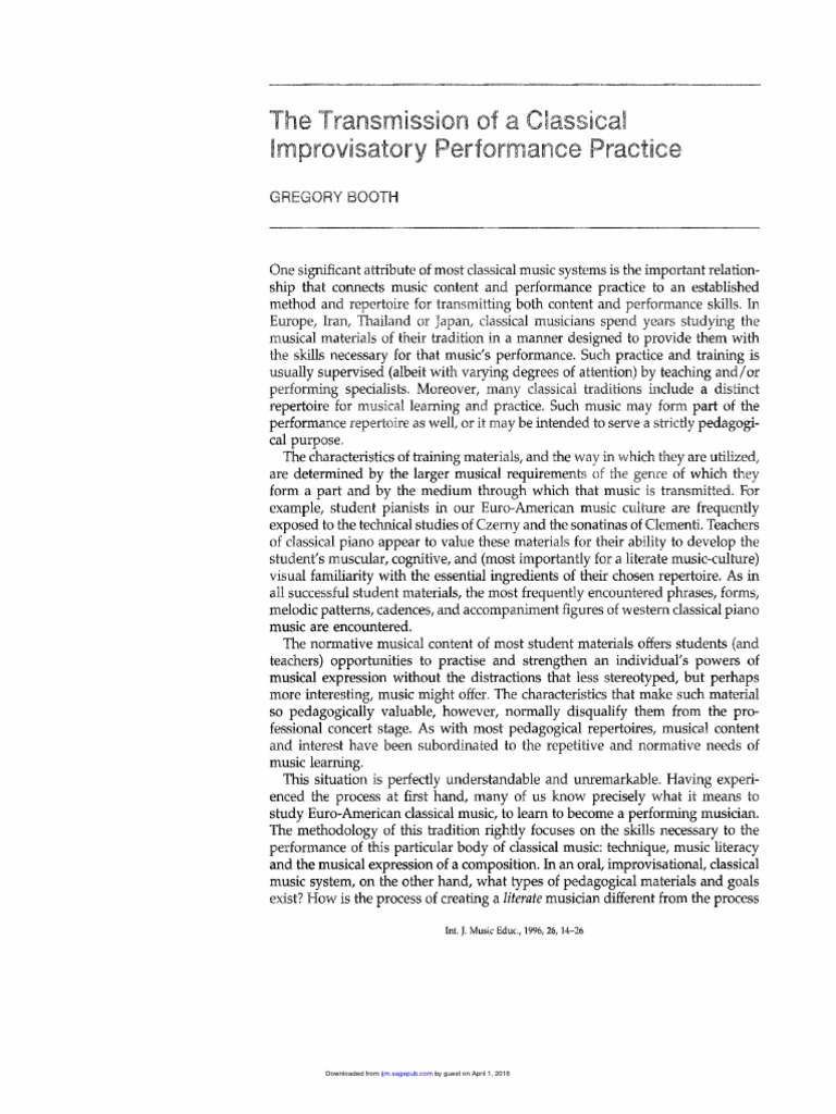 Improvisatory: The Transmission of Performance Practice | PDF | Music Education | Rhythm