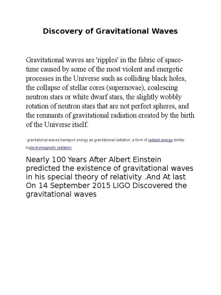 Discovery of Gravitational Waves | PDF | Young Adult