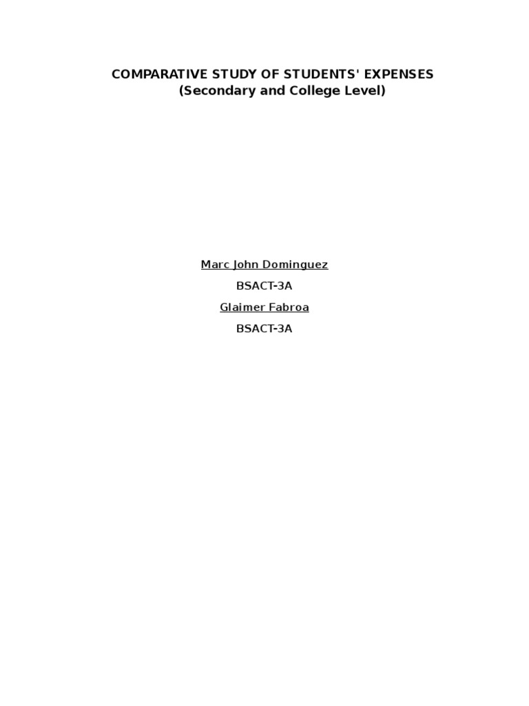 Comparative Study of Students' Expenses (Secondary and College Level ...