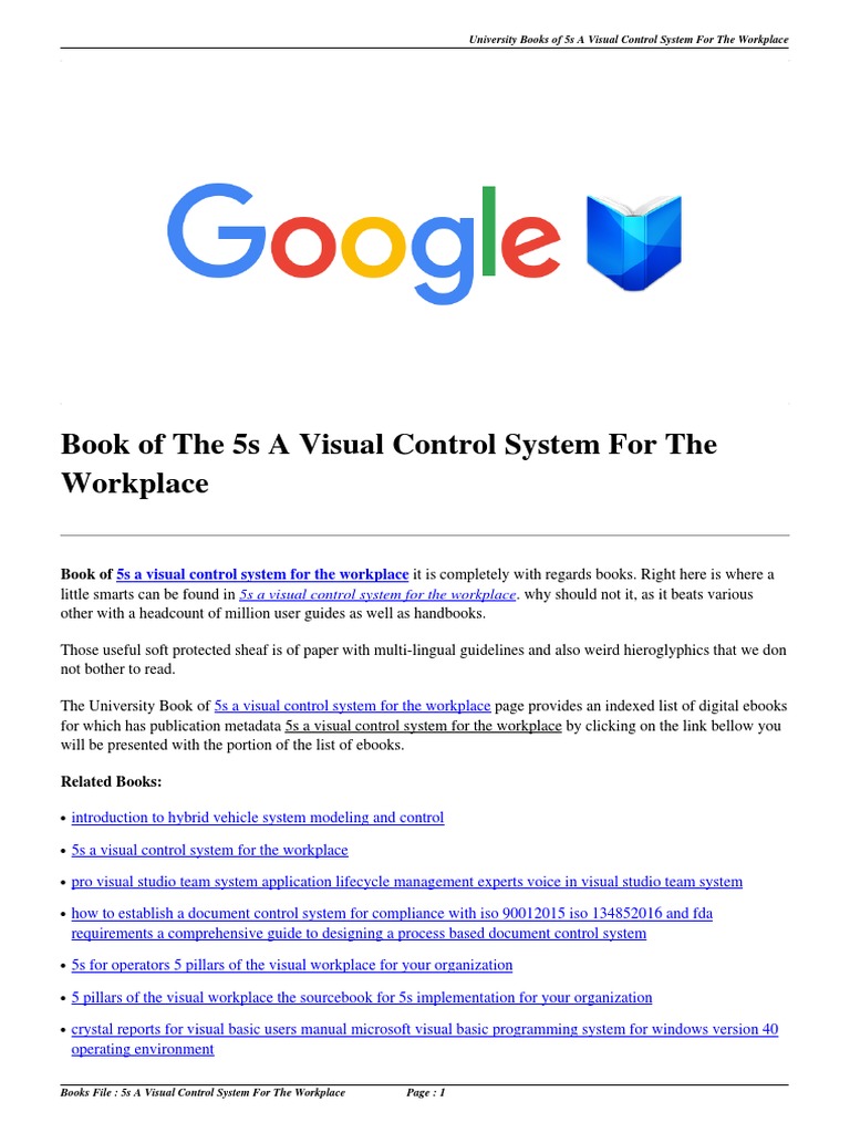 5s A Visual Control System For The Workplace PDF | PDF | Automation ...
