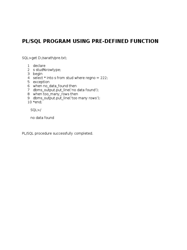 Predefined Function | PDF