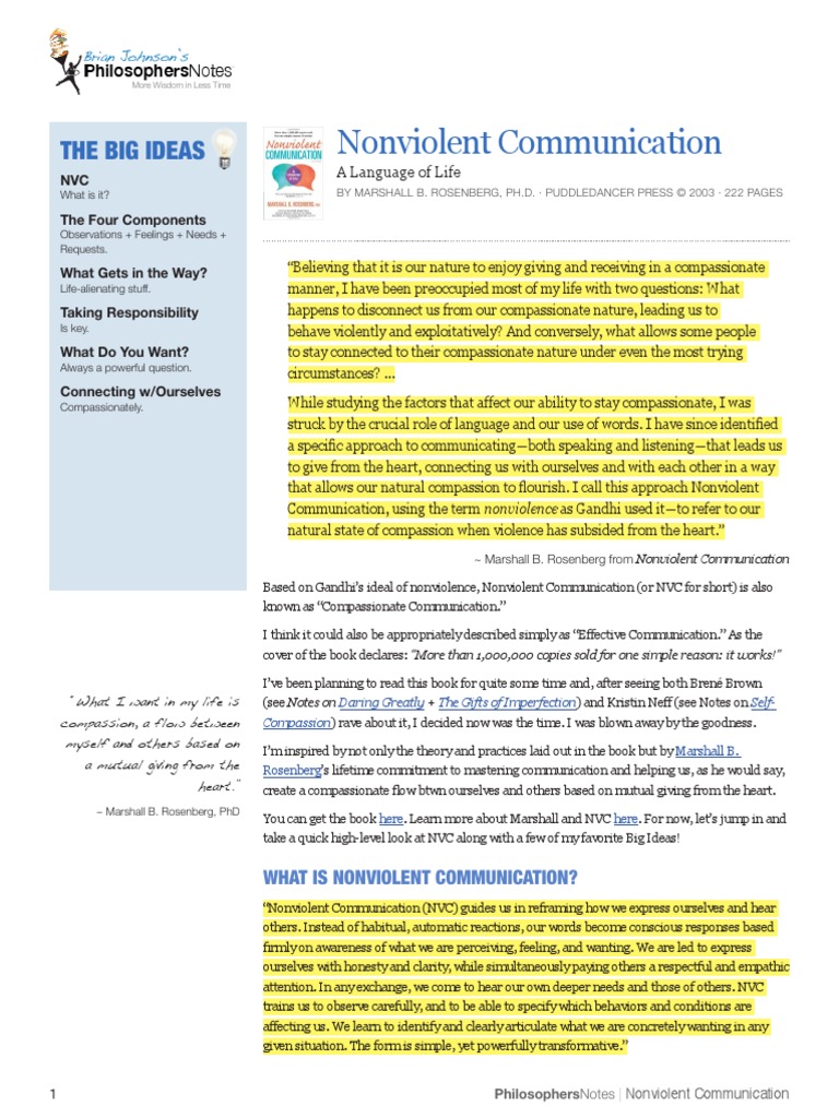 Nonviolent Communication | PDF | Psychology | Cognitive Science