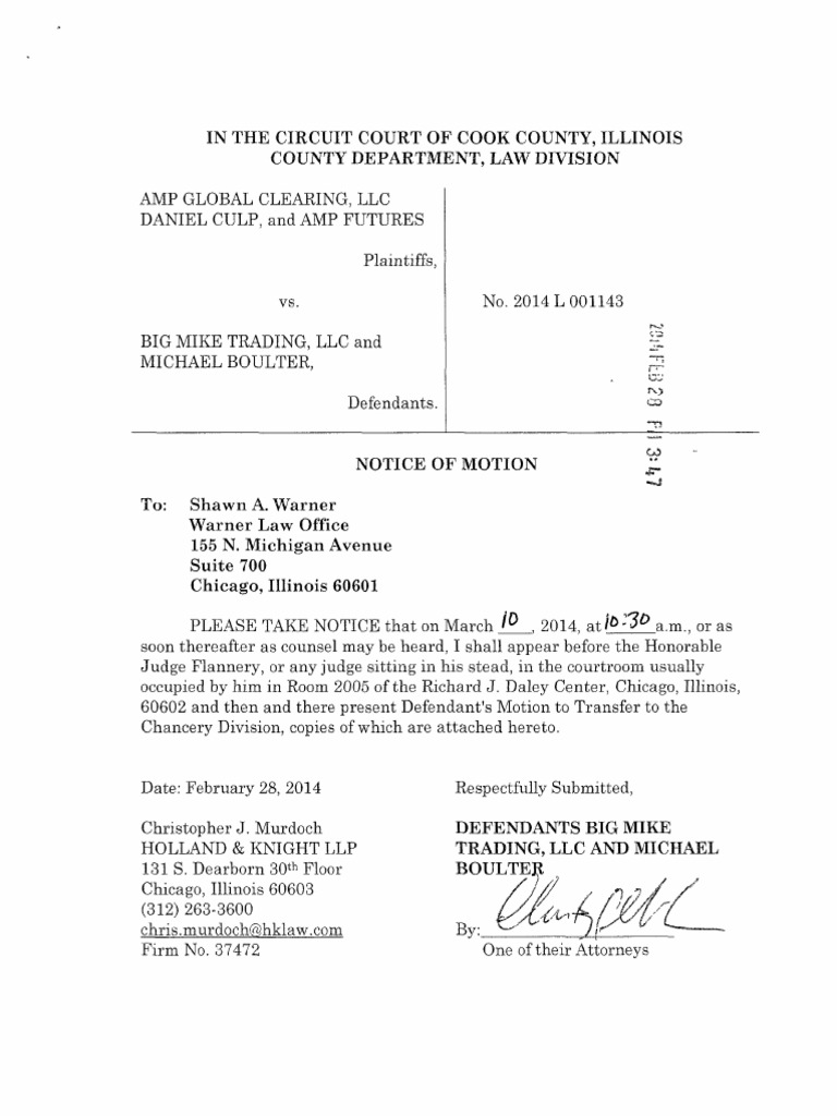 Motion To Transfer (Amp v. Big Mike Trading) | PDF | Wisconsin Circuit ...
