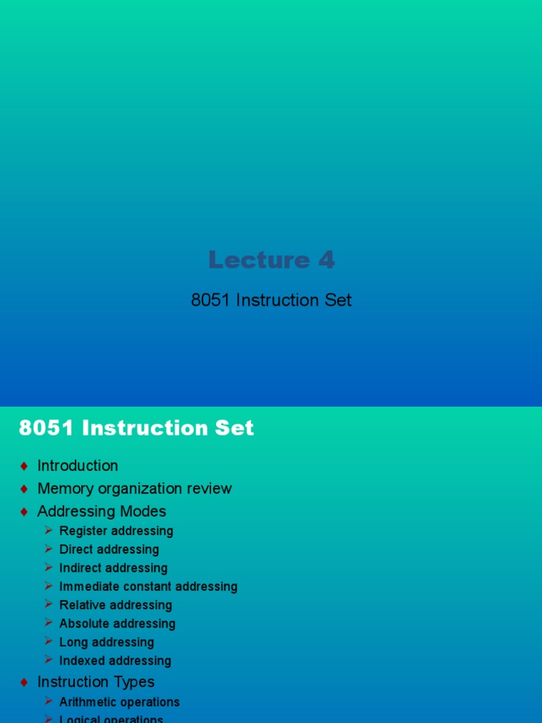 8051 Instruction Set | PDF | Instruction Set | Areas Of Computer Science
