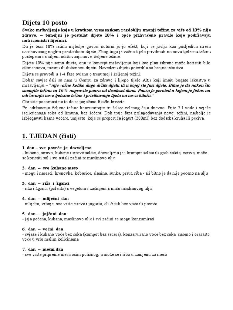 Dijeta 10 Posto | PDF