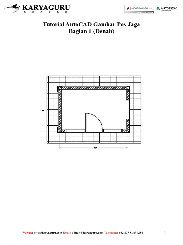 Ebook AutoCAD Gambar Pos Jaga Bagian 1 - Denah | PDF