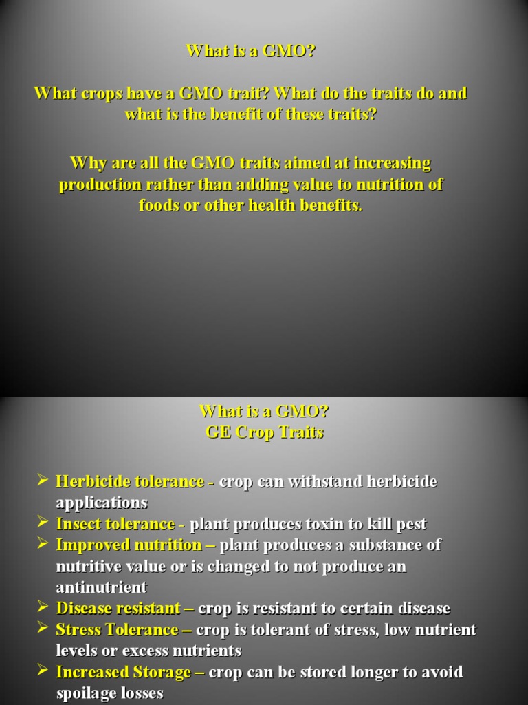 GMO Crop Traits and Their Impacts | PDF | Herbicide | Toxicology