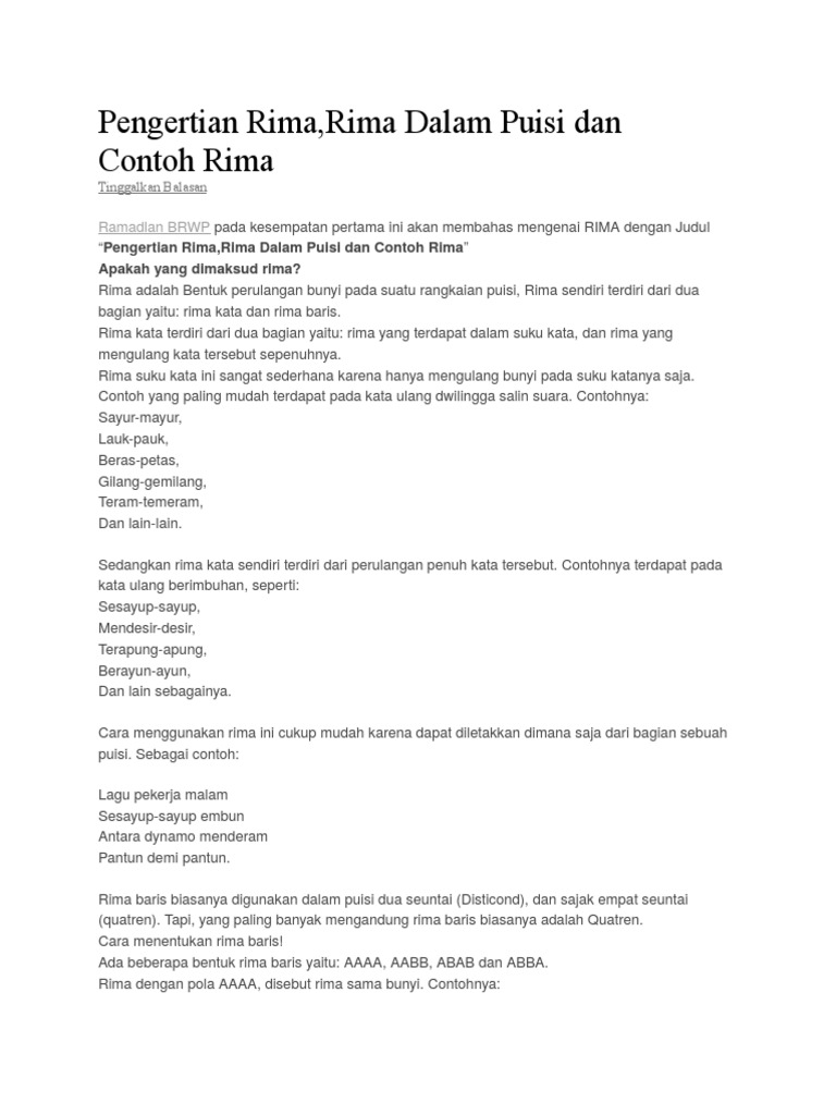 Pengertian Rima | PDF | Seni