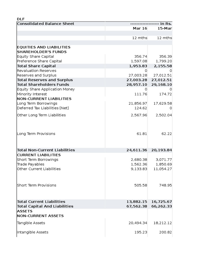 Assignment 1 - DLF Data - xlsx-2 | PDF | Expense | Equity (Finance)