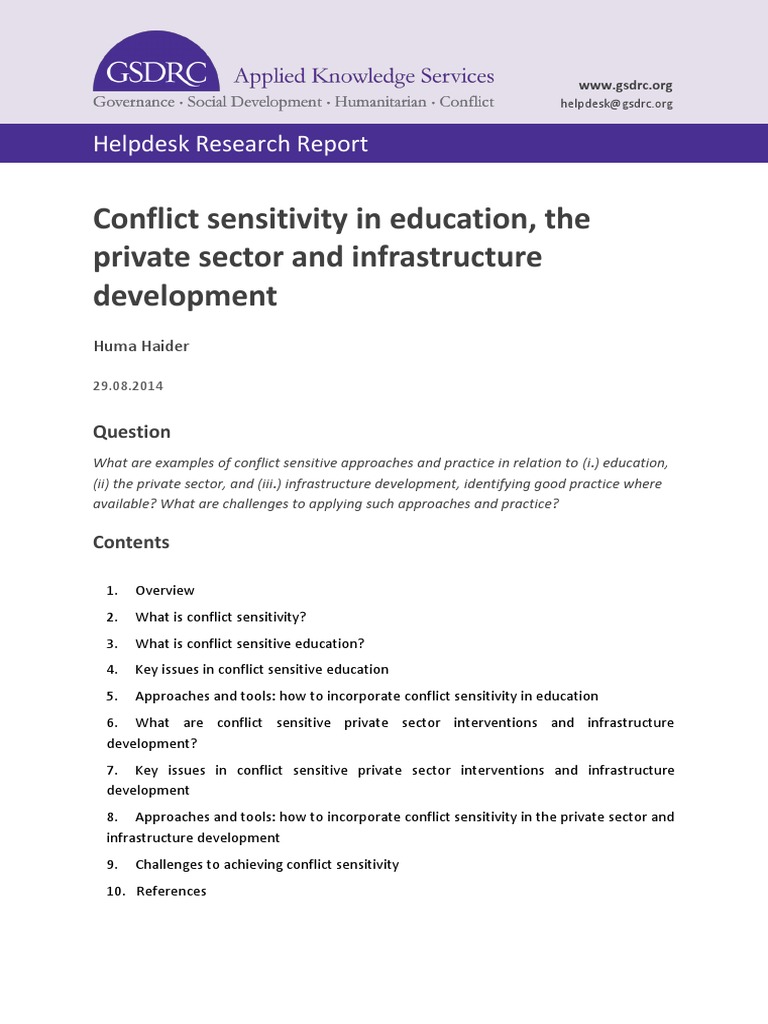 Huma Haider - Conflict Sensitivity in Education | PDF | Peacebuilding ...