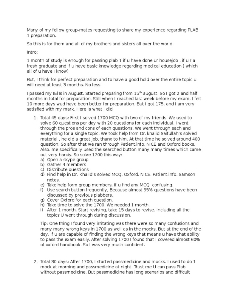 Plab 1 - My Experience | PDF | Career & Growth | Self-Improvement