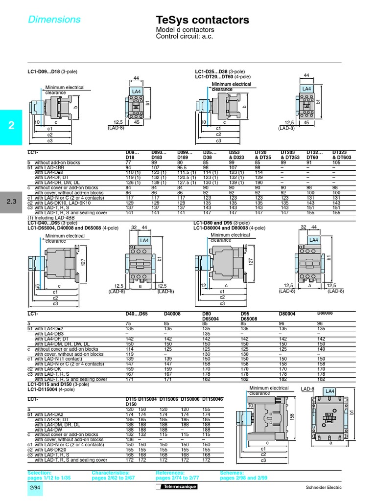 Dimensions, Mounting, and Wiring Diagrams of TeSys Contactors Models D ...