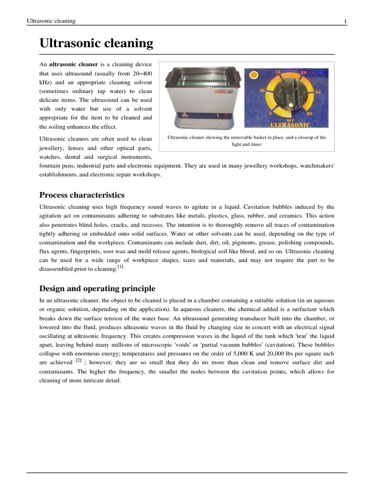 Ultrasonic Cleaning Note | PDF | Physical Chemistry | Chemistry