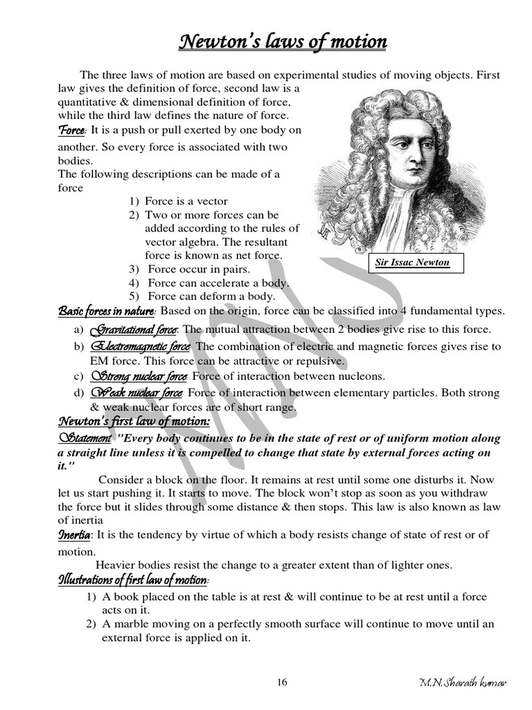 Newton's Law of Motion | PDF | Newton's Laws Of Motion | Force
