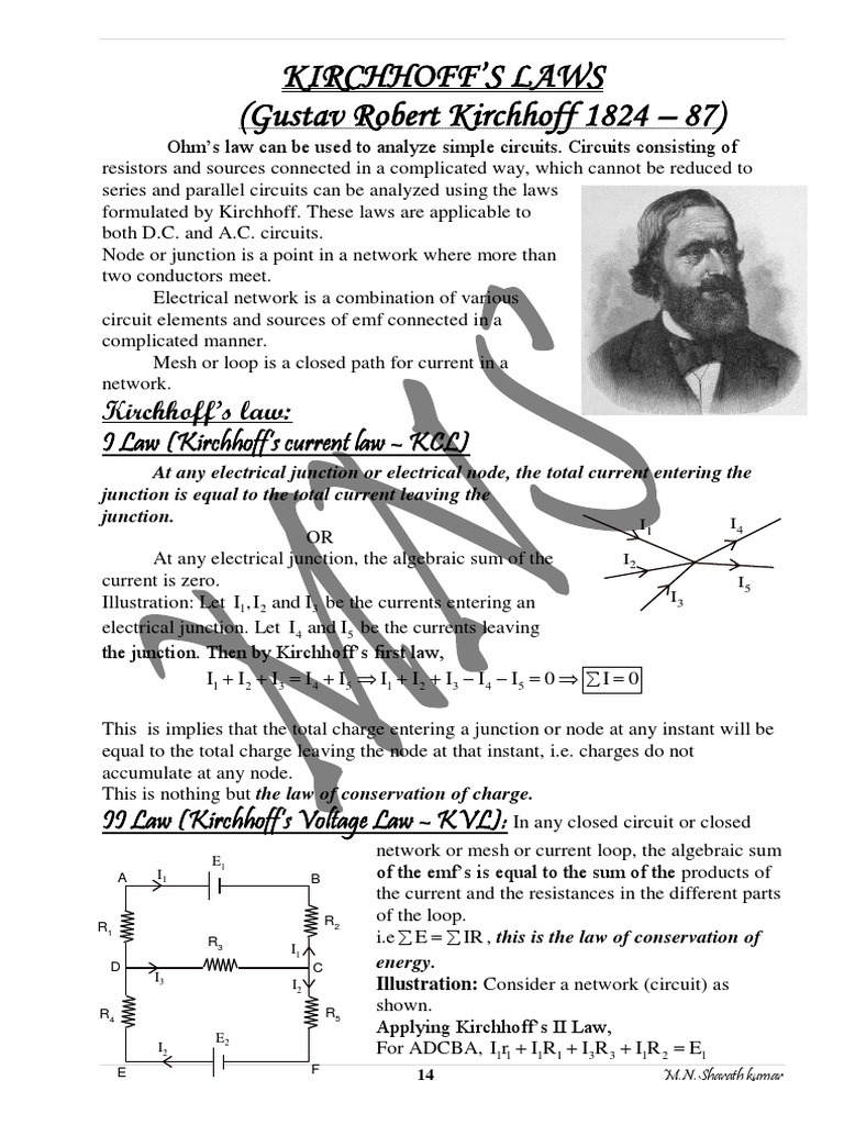 Kirchhoff'S Laws (Gustav Robert Kirchhoff 1824 - 87) | PDF | Electrical ...