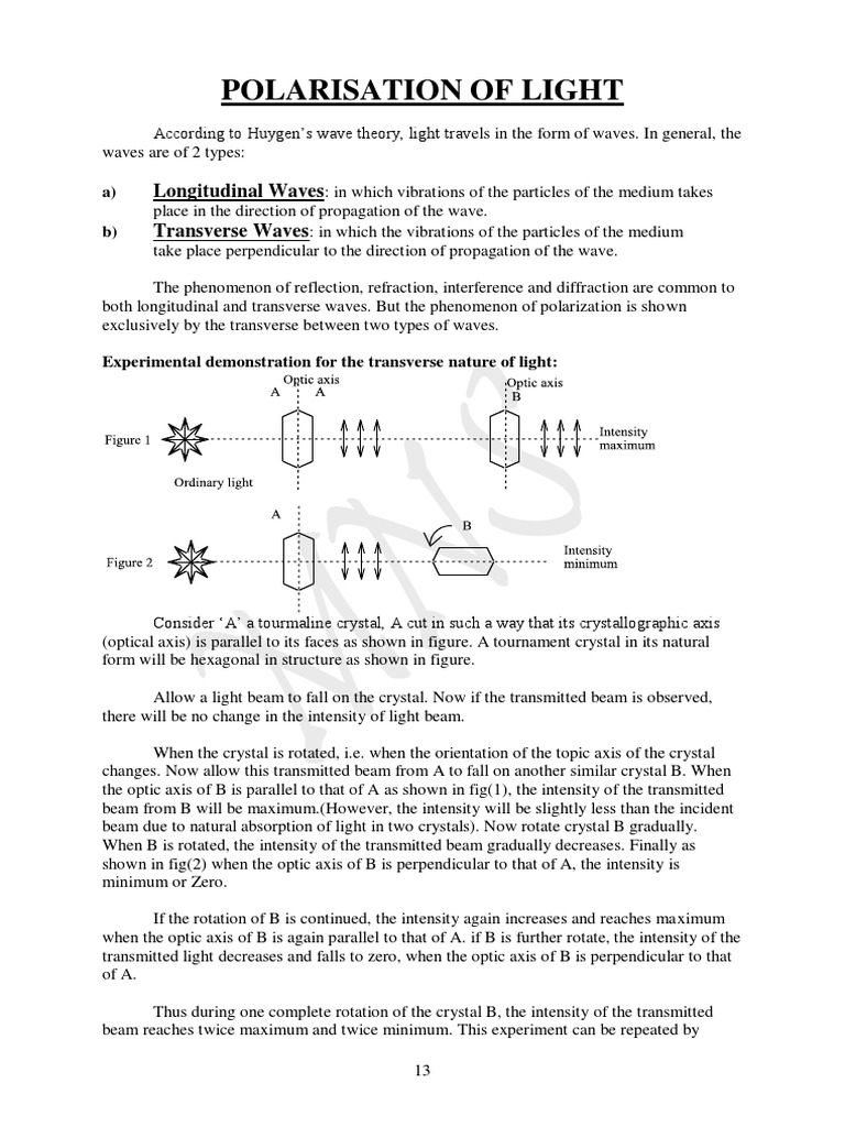 Polarisation of Light | PDF | Polarization (Waves) | Waves