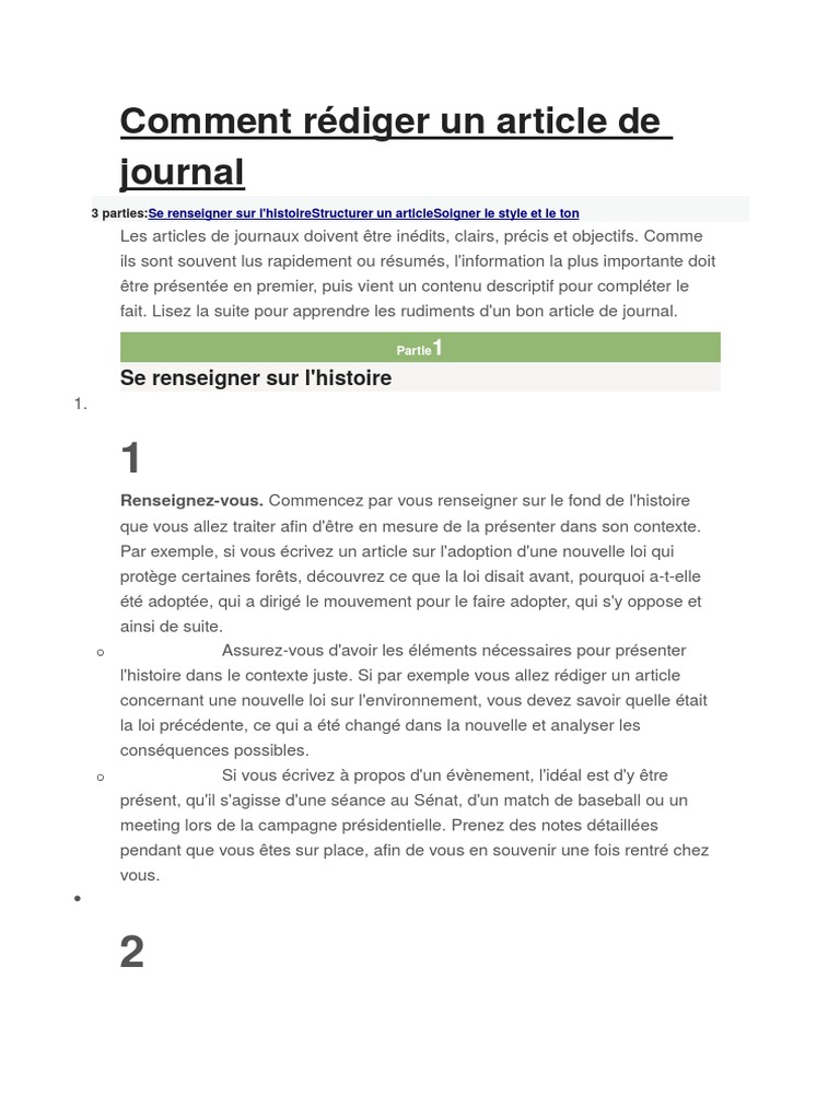 Rédiger un article de journal efficace | PDF | Préjudices | Droit ...