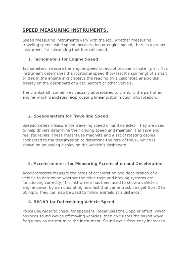 Speed Measurement Tools Guide | PDF