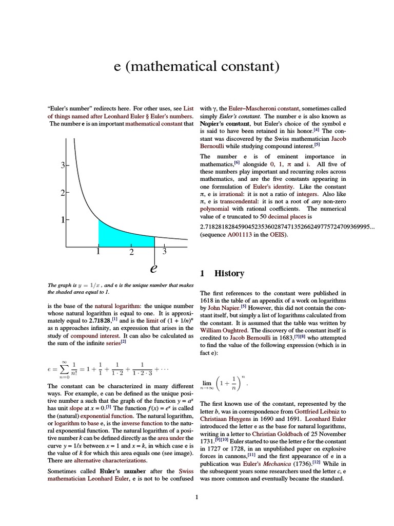 E (Mathematical Constant) | Complex Analysis | Mathematical Concepts