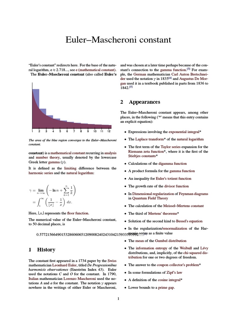 Euler-Mascheroni Constant | PDF | Numbers | Discrete Mathematics