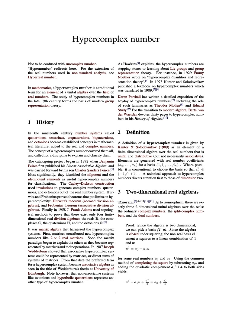 Hypercomplex Number | PDF | Universal Algebra | Teaching Mathematics