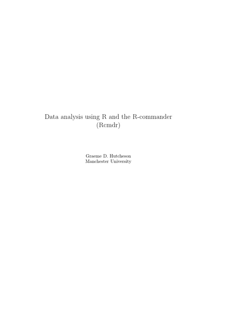 Data Analysis Using R And The R Commander Pdf R Programming Language Command Line Interface
