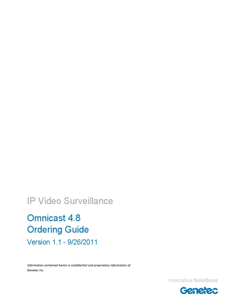 Genetec - Omnicast 4.8 Ordering Guide | PDF
