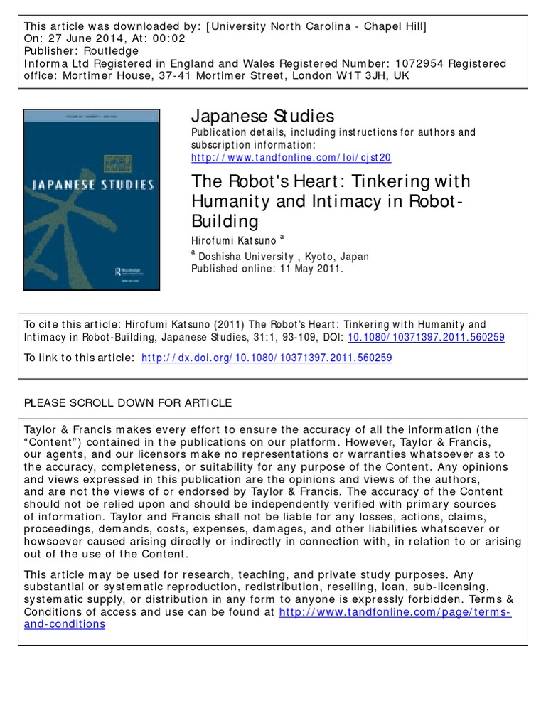Roboheart: Intimacy in Robot-Building | PDF | Robot | Robotics