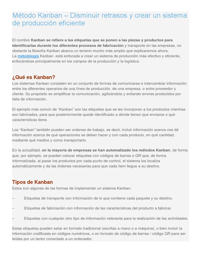 Método Kanban - Fifo | PDF | Código de barras | Logística