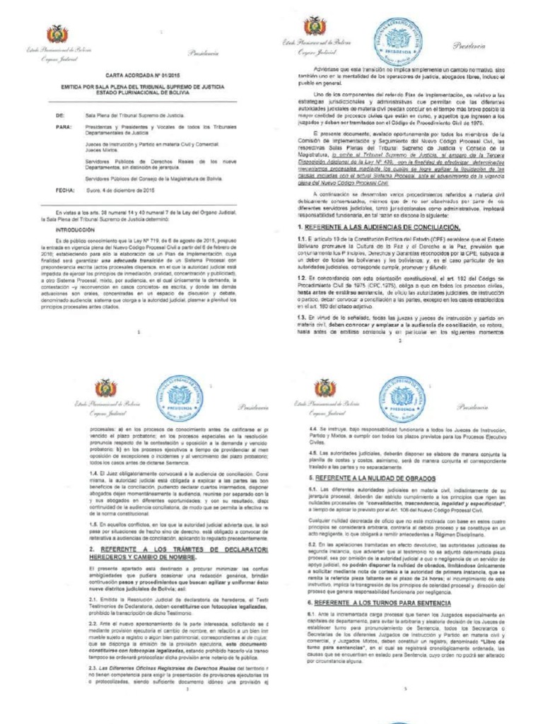 Carta Acordada 01-2015 | PDF