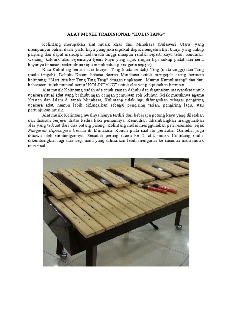 Alat Musik Tradisional Kolintang | PDF | Ilmu Sosial | Agama ...