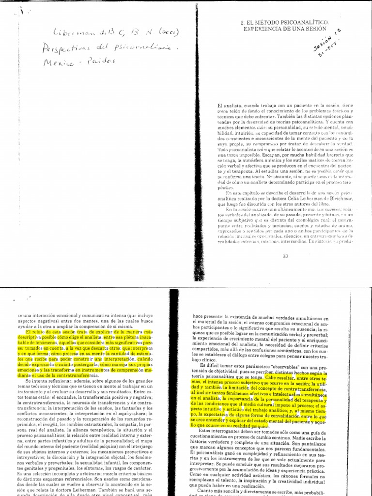 Liberman de B C 2001 El Metodo Psicoanalitico Experiencias de Una ...