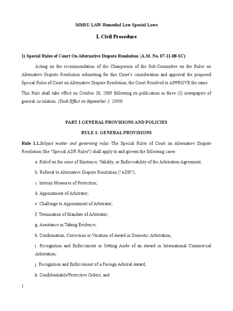 CODAL-Remedial Law Special Laws | PDF | Alternative Dispute Resolution | Arbitration