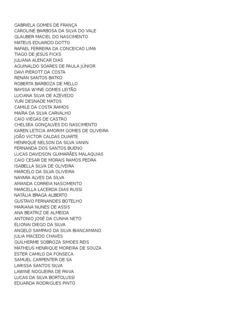 Lista de nomes | PDF | Brasil