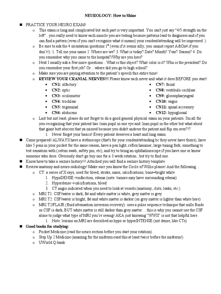 Neurology Progress Note: History Format | PDF | Amyotrophic Lateral ...