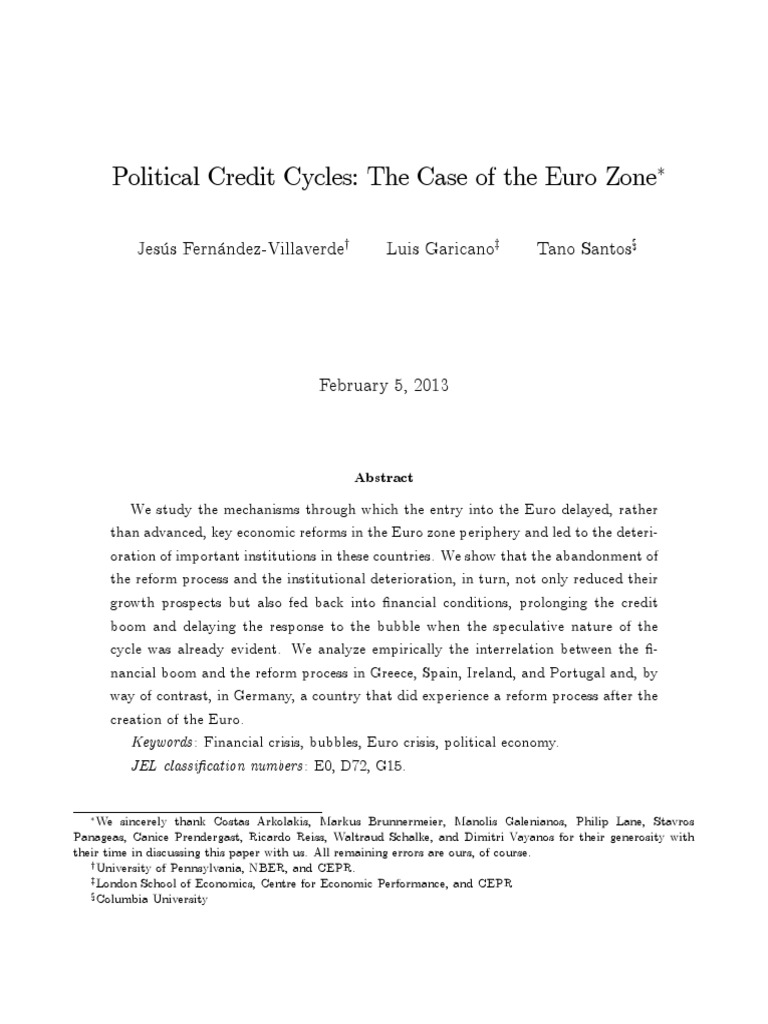 Political Credit Cycles | PDF | Economic Bubble | Euro