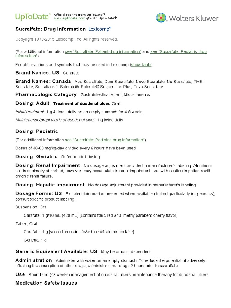 Sucralfate_ Drug Information | Pharmaceutical Drug | Pharmacology