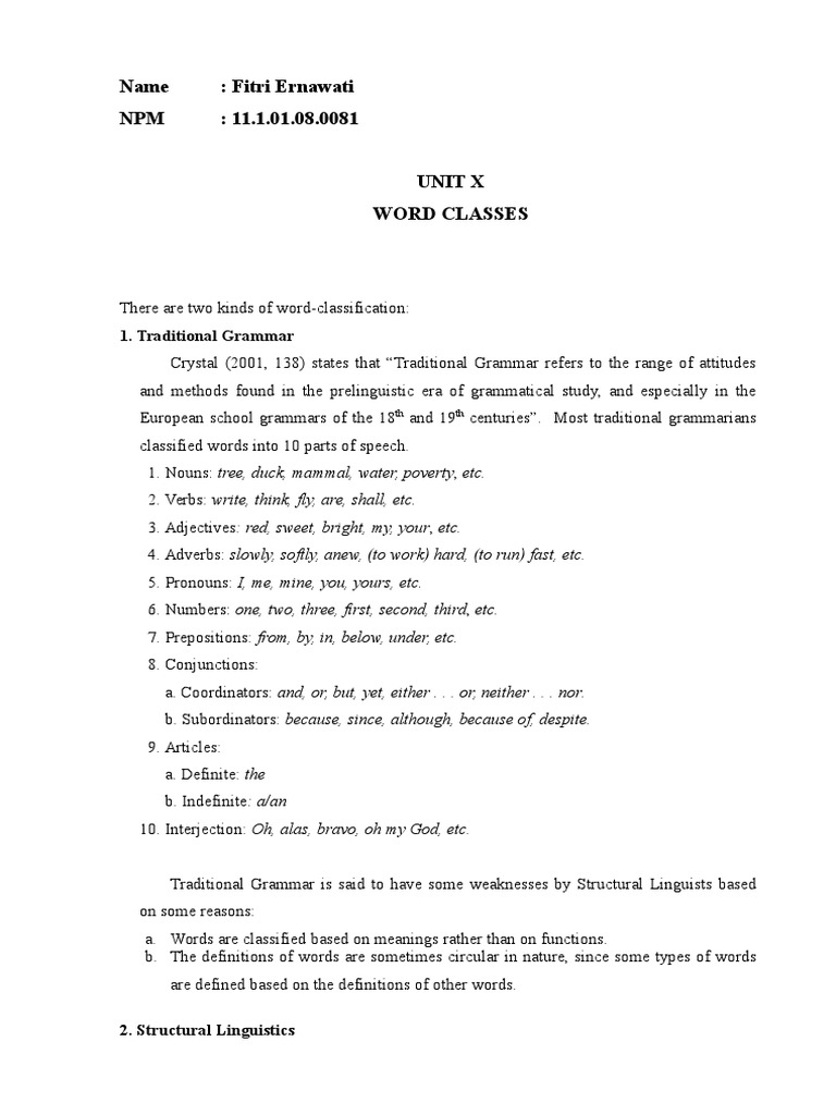 Morpho Syntax | PDF | Part Of Speech | Word