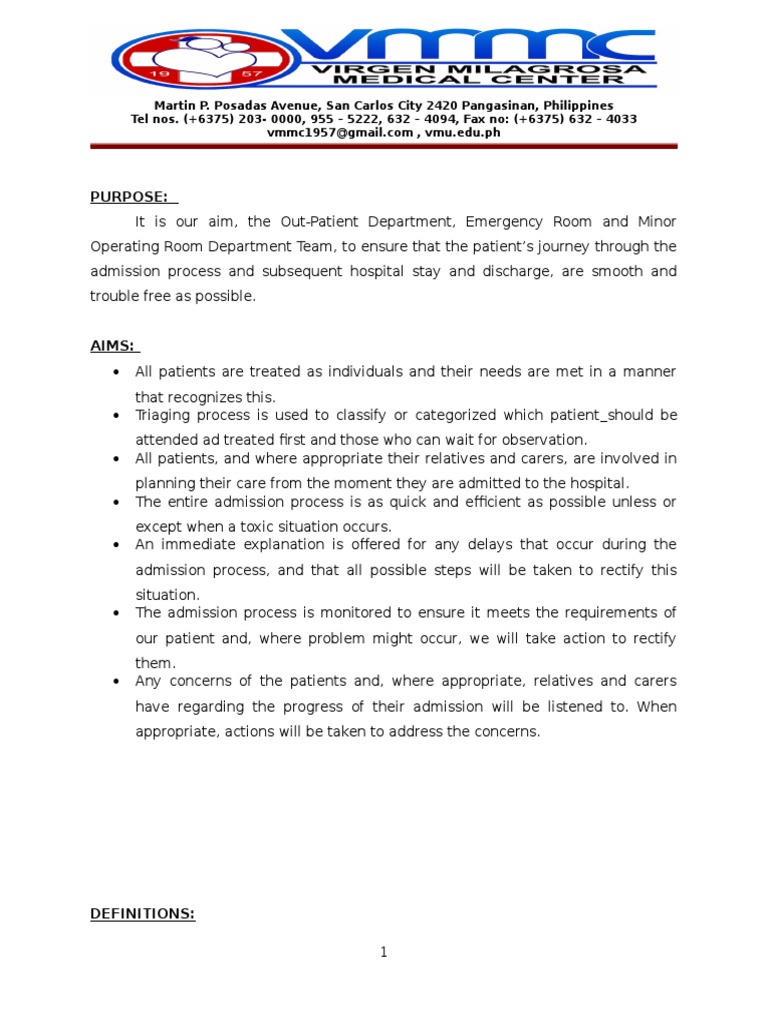 Er Admission Policy | Patient | Emergency Department