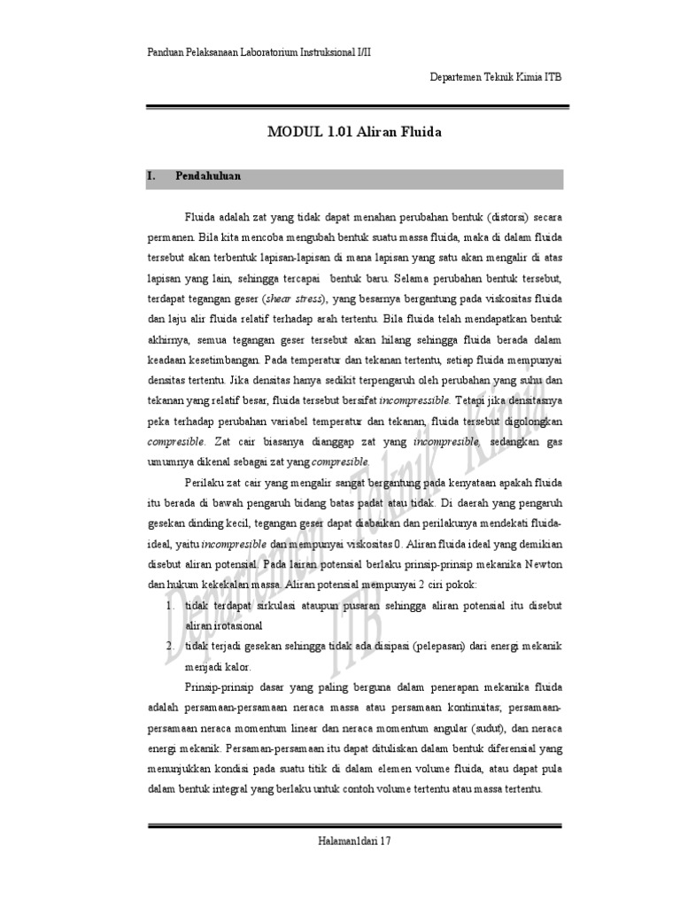 Modul 101 Aliran Fluida PDF | PDF